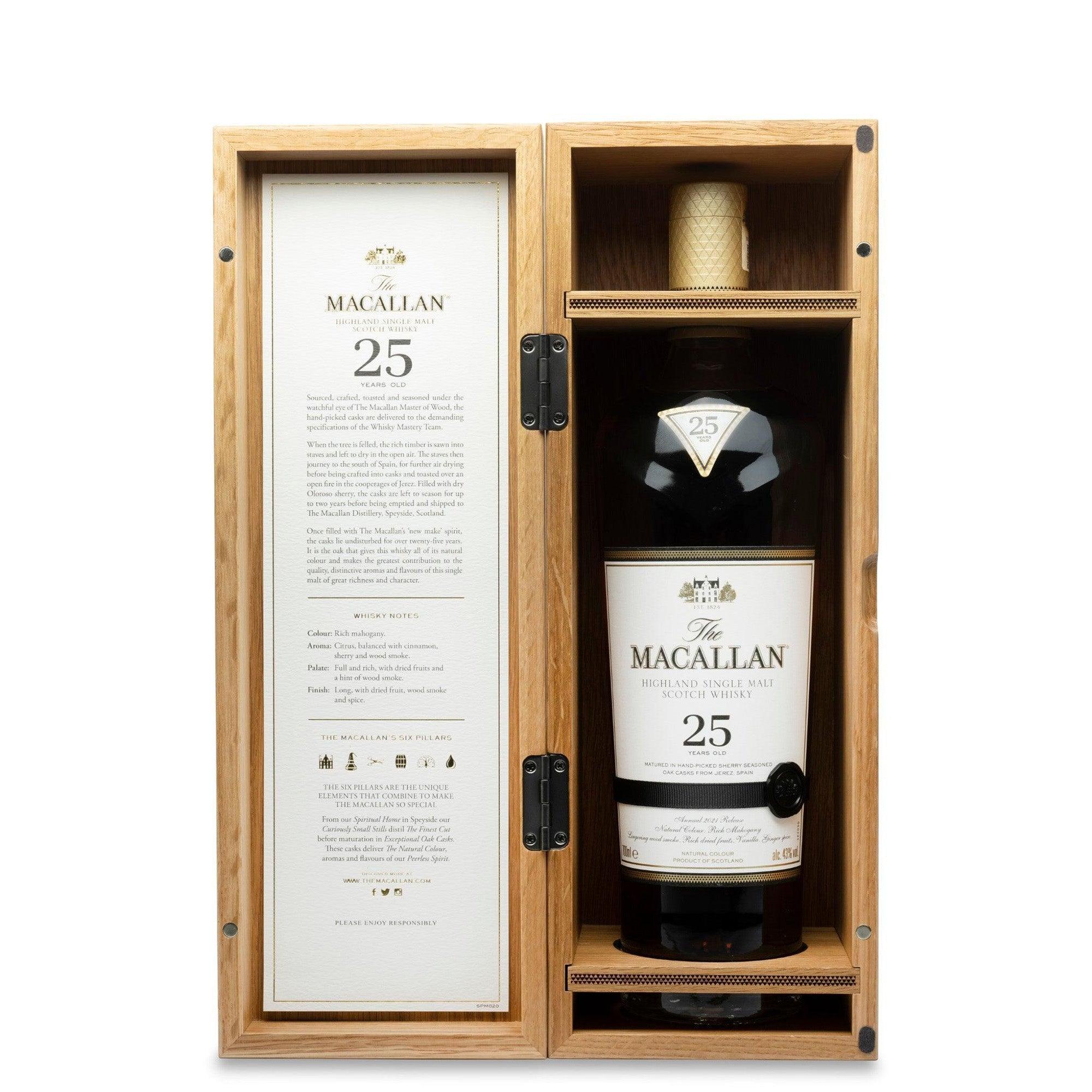 Macallan 25 Year Old Sherry Oak (2021 Release) Speyside Single Malt ...