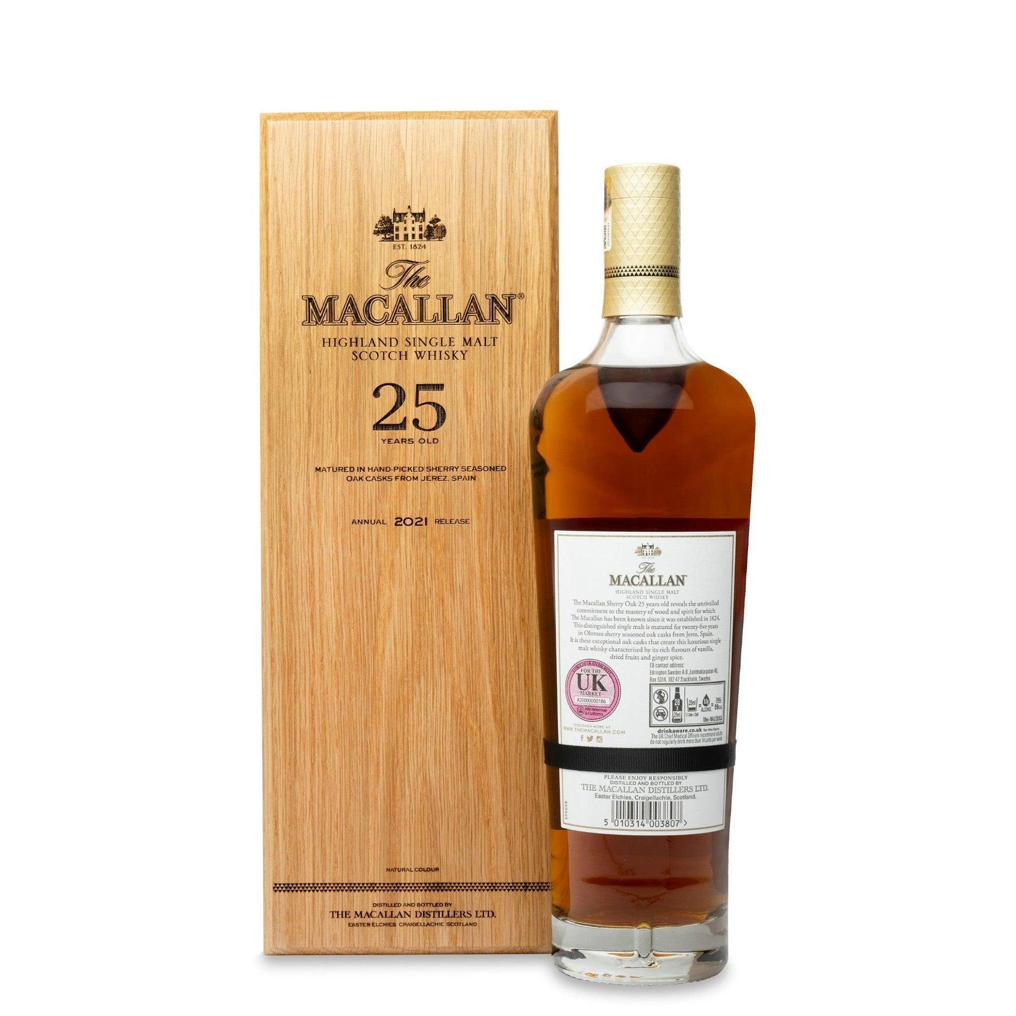 Macallan 25 Year Old Sherry Oak (2021 Release) Speyside Single Malt ...